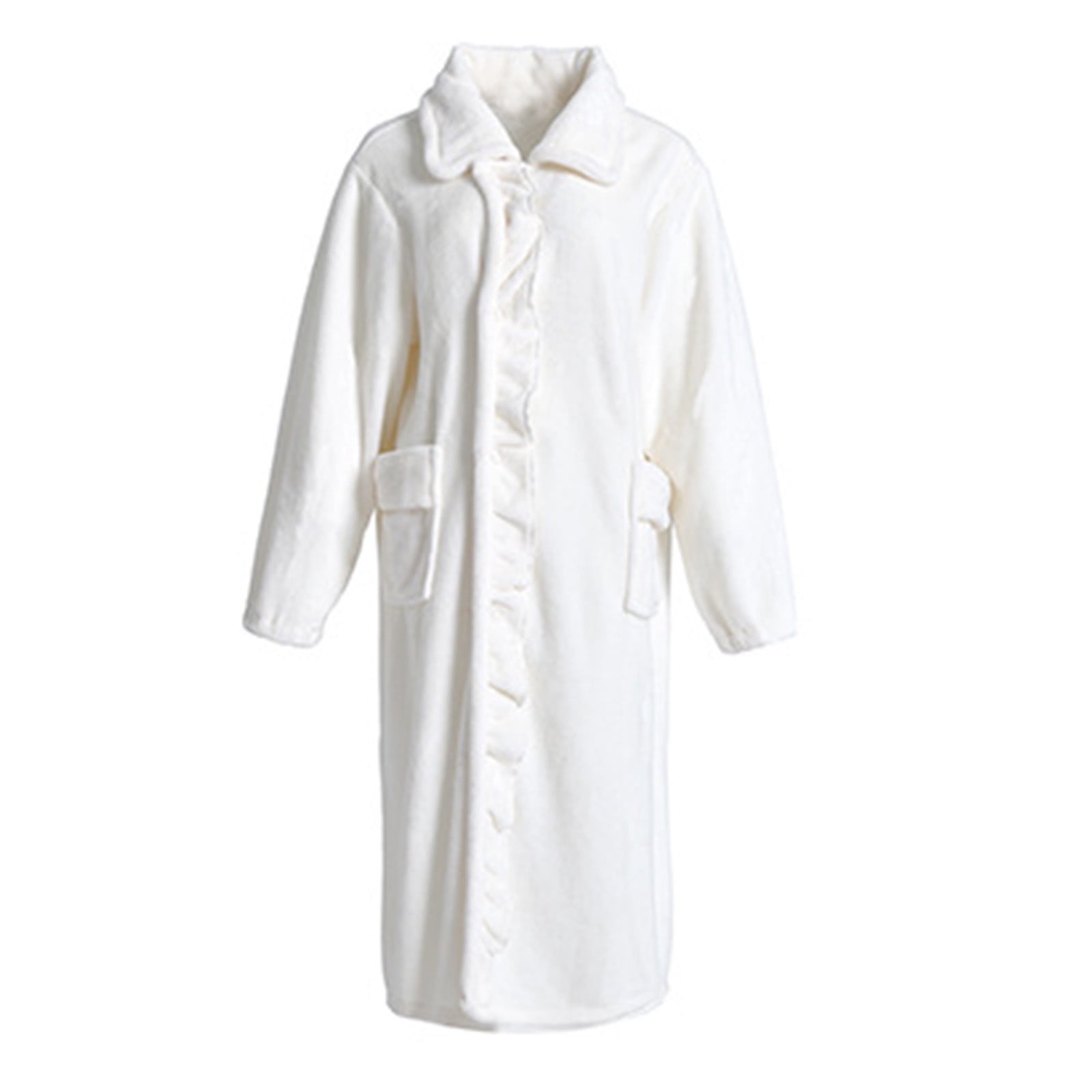 Nightgown for Women Long Sleeve Fluffy Pajamas for Women Warm Robe ...