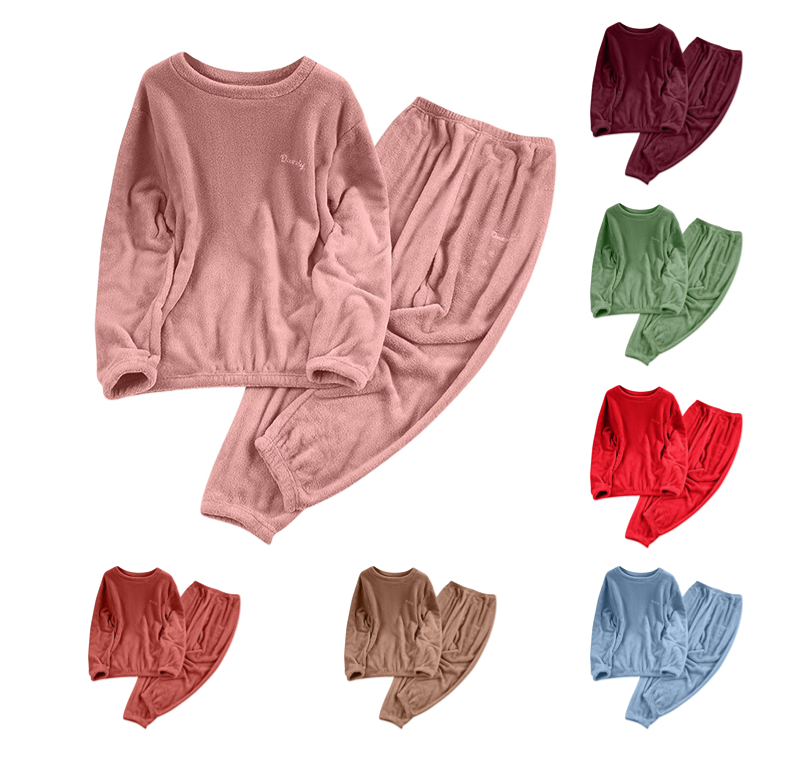Fleece Pajama Sets for Women 2 Piece Warm Winter Lounge Set Fluffy ...