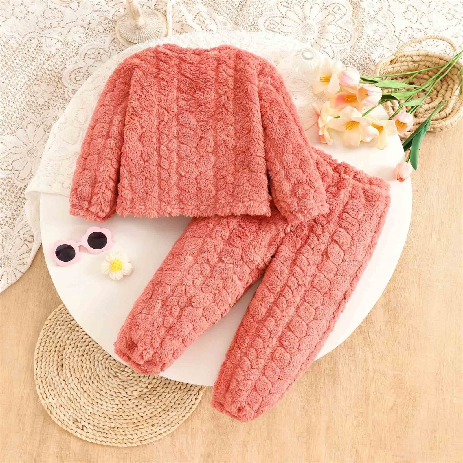 Fleece Pajamas Girls Flannel Pajamas Pink Girls Fuzzy Pajamas Soft Warm ...