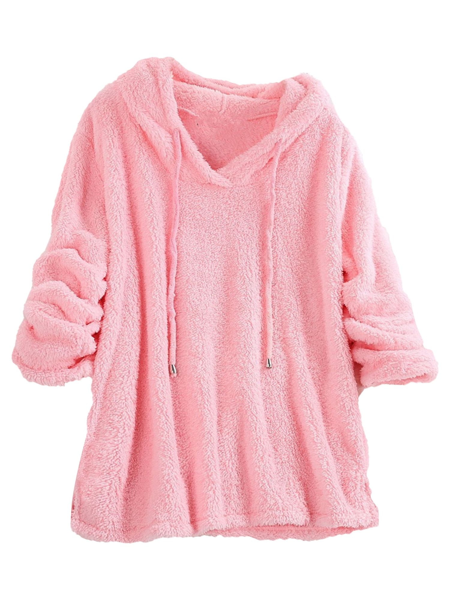Fleece Pajamas Pullover Tops for Women Fluffy Fleece Lounge Sleepwear ...
