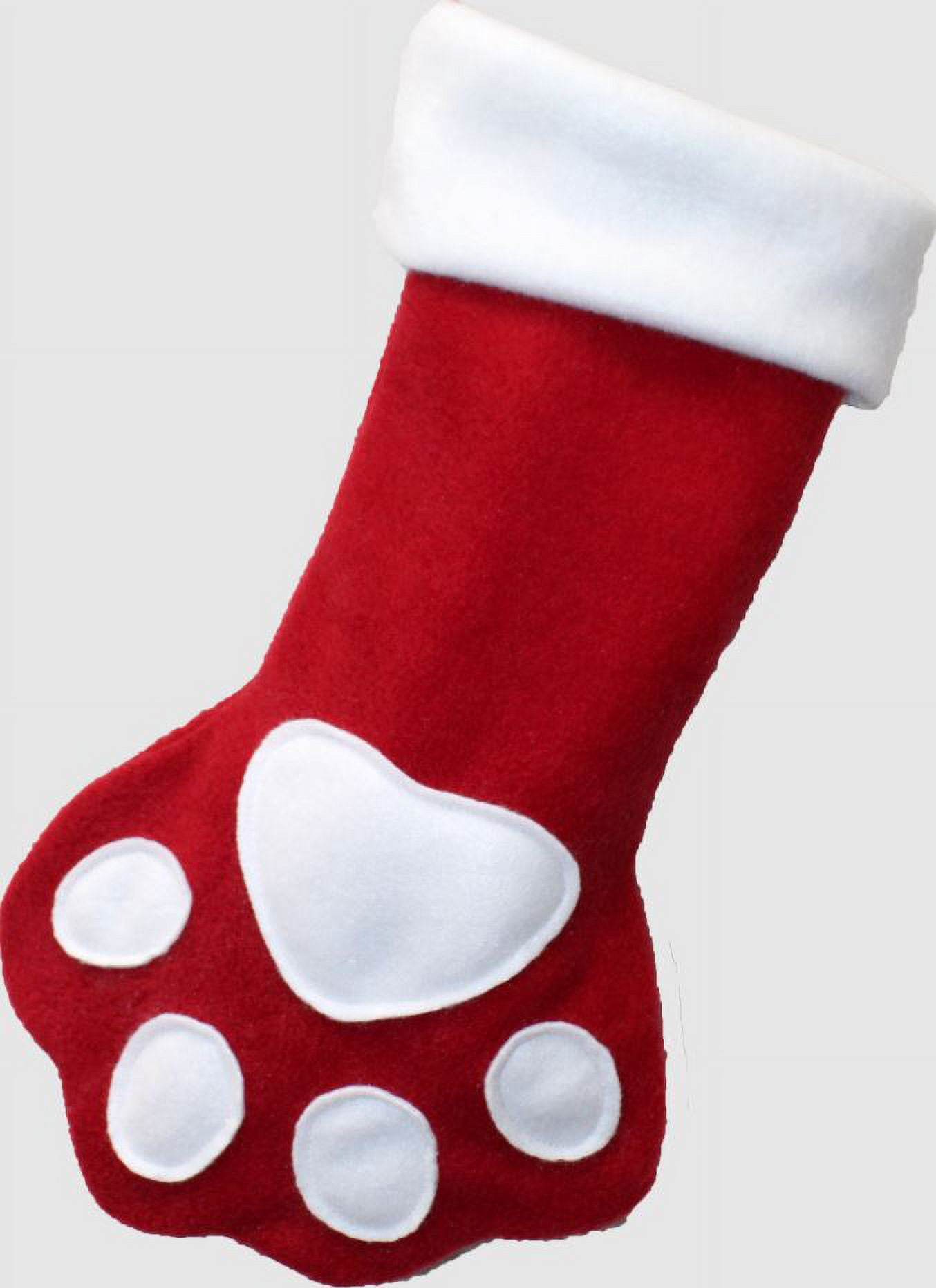 Fleece Pet Paw Fleece Stockings Christmas Holiday Pattern ...