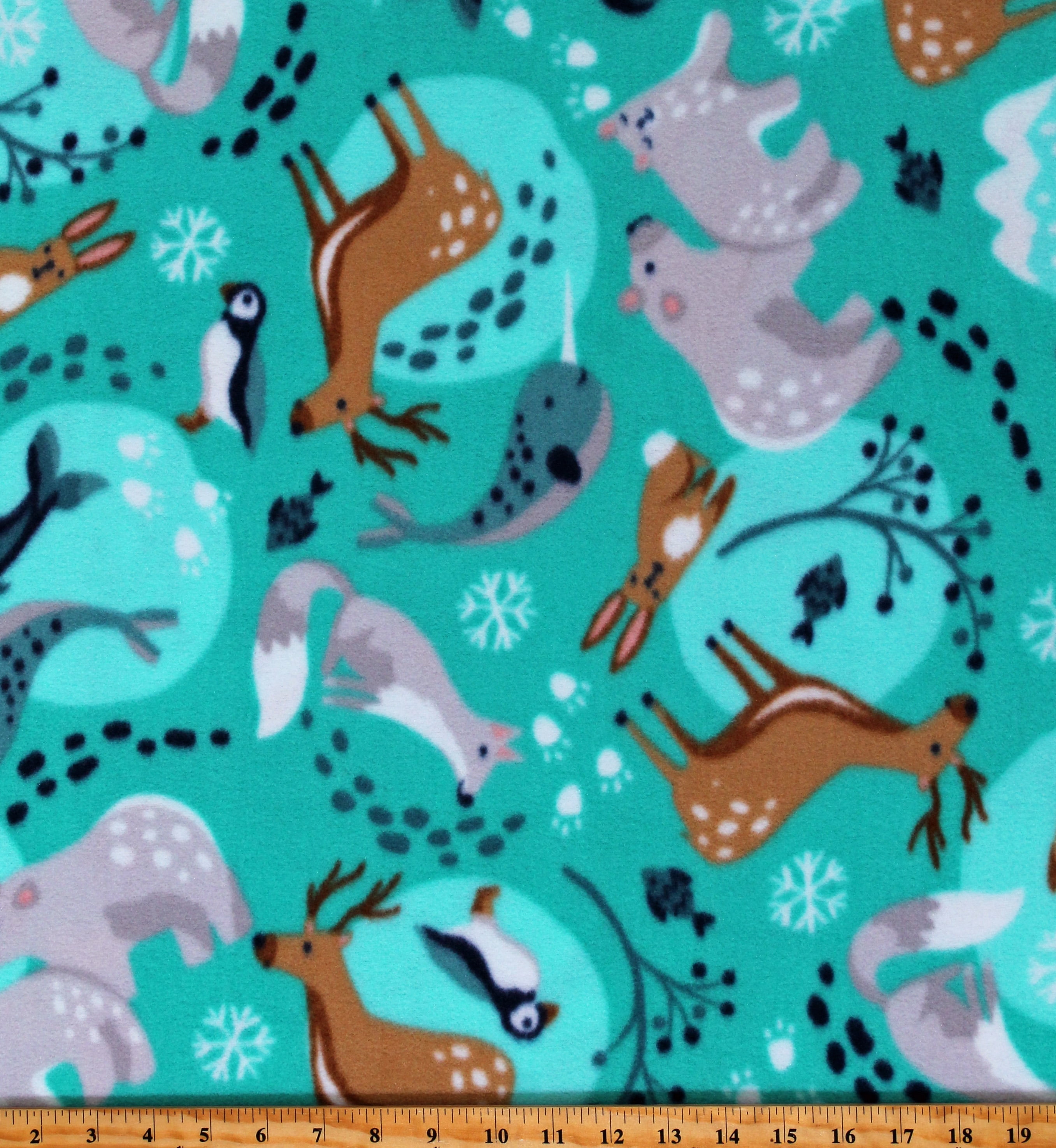 Fleece Polar Pals Winter Woodland Animals Deer Bunnies Penguins Polar ...