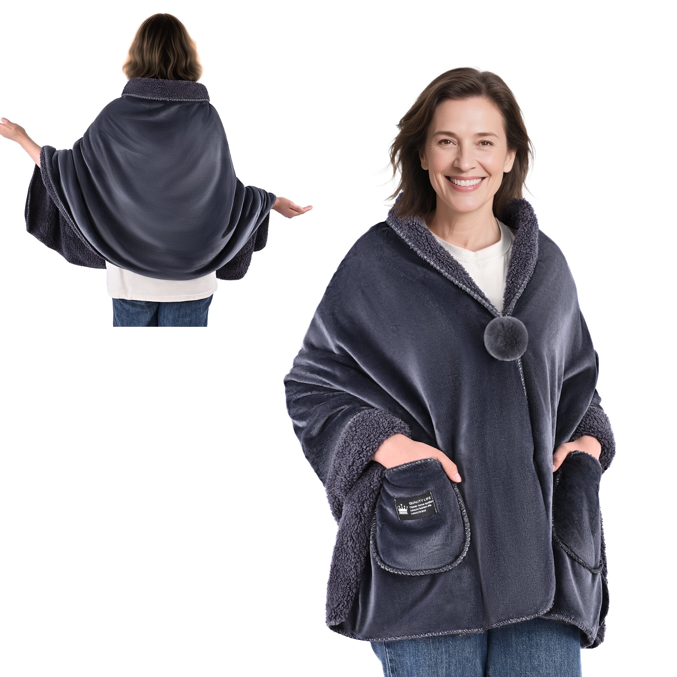 MecTo Wearable Blanket -Drape and Go No Sleeves- Lightweight Warm Wrap ...