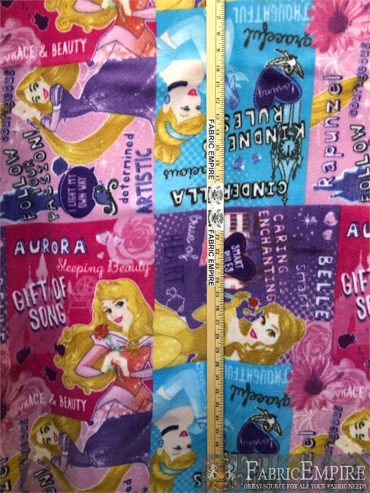 Fleece Printed Antipill Winter Fabric DISNEY PRINCESS ART POSTERS / 58 ...