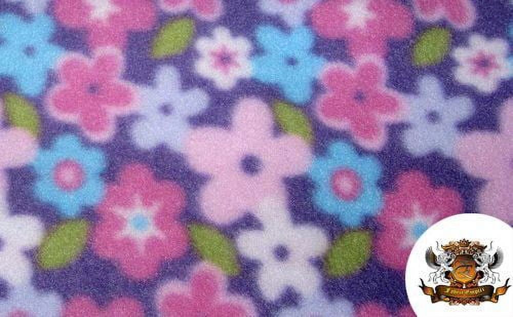 Fleece Printed Fabric Floral Pastel Flowers / 58" Wide / Sold by the ...