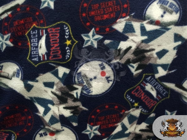 Fleece Printed Fabric US AIRFORCE CONDOR NAVY / 58" Wide / Sold by the ...