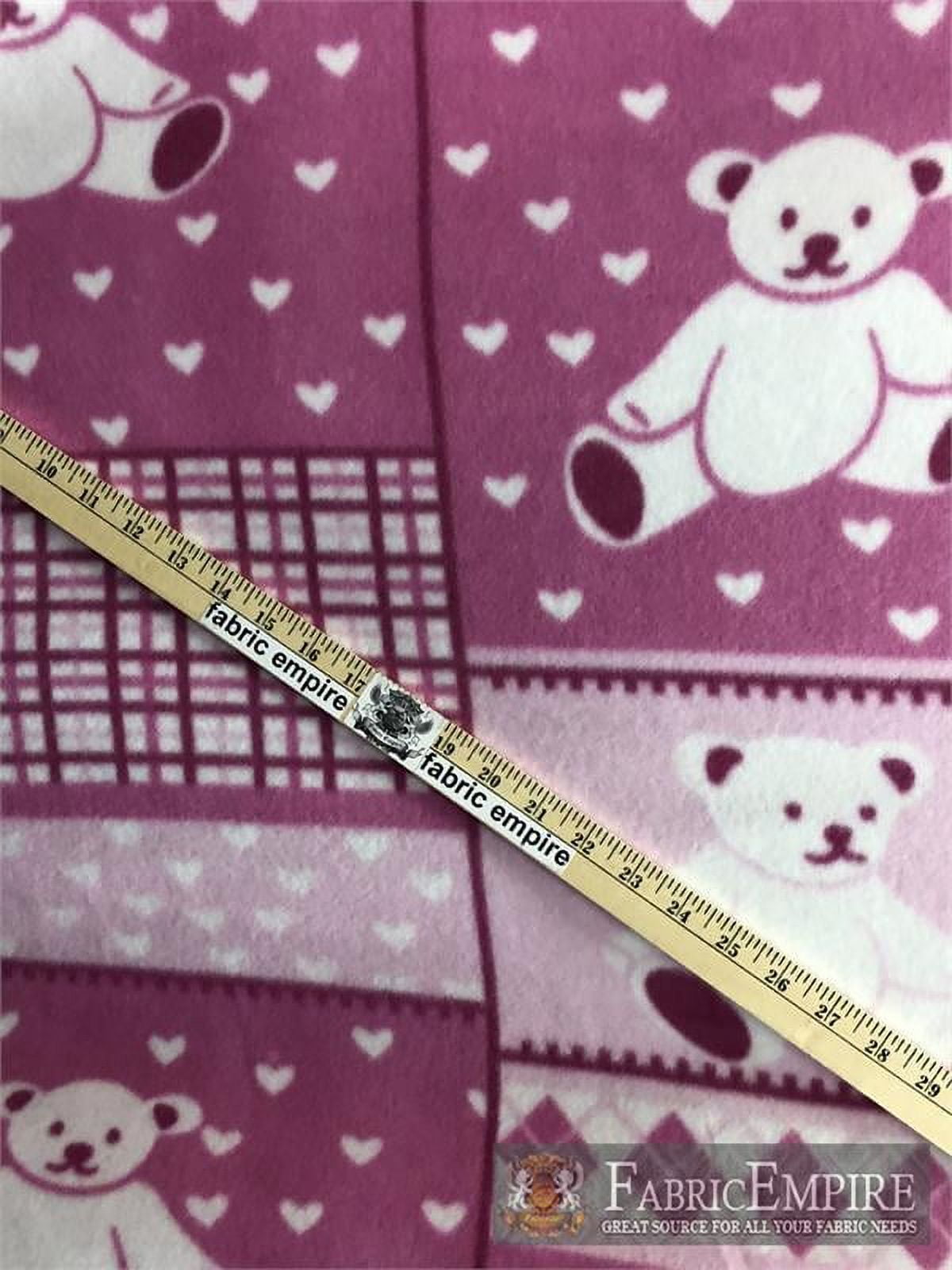 Fleece Printed *TEDDY BEAR PINK * Fabric / 58'' wide / Sold by the yard ...