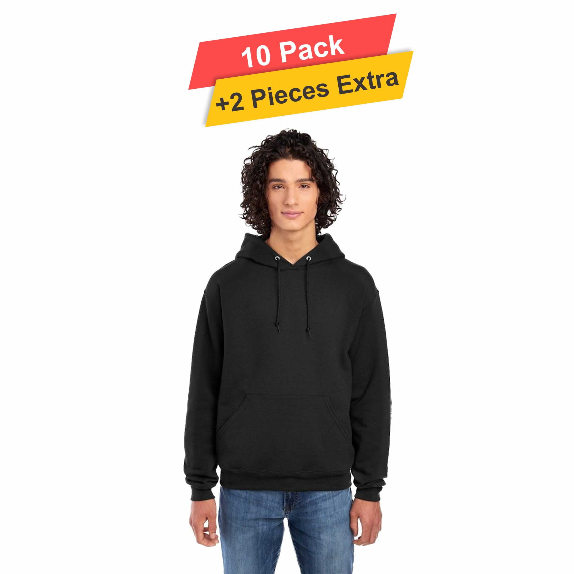 Fleece Pullover Hoodie (Black - Xl) - 10 Pack - 7.62oz/yd2 - 100% ...