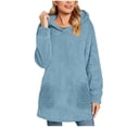 Fleece Pullover Women Fuzzy Cozy Hooded Sweaters For Women Crew Neck ...