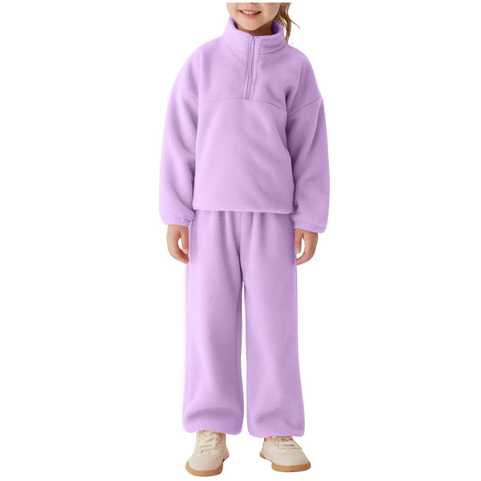 Fleece Pyjamas Sets for Girls Flannel Warm Pjs Set Fluffy Pullover ...