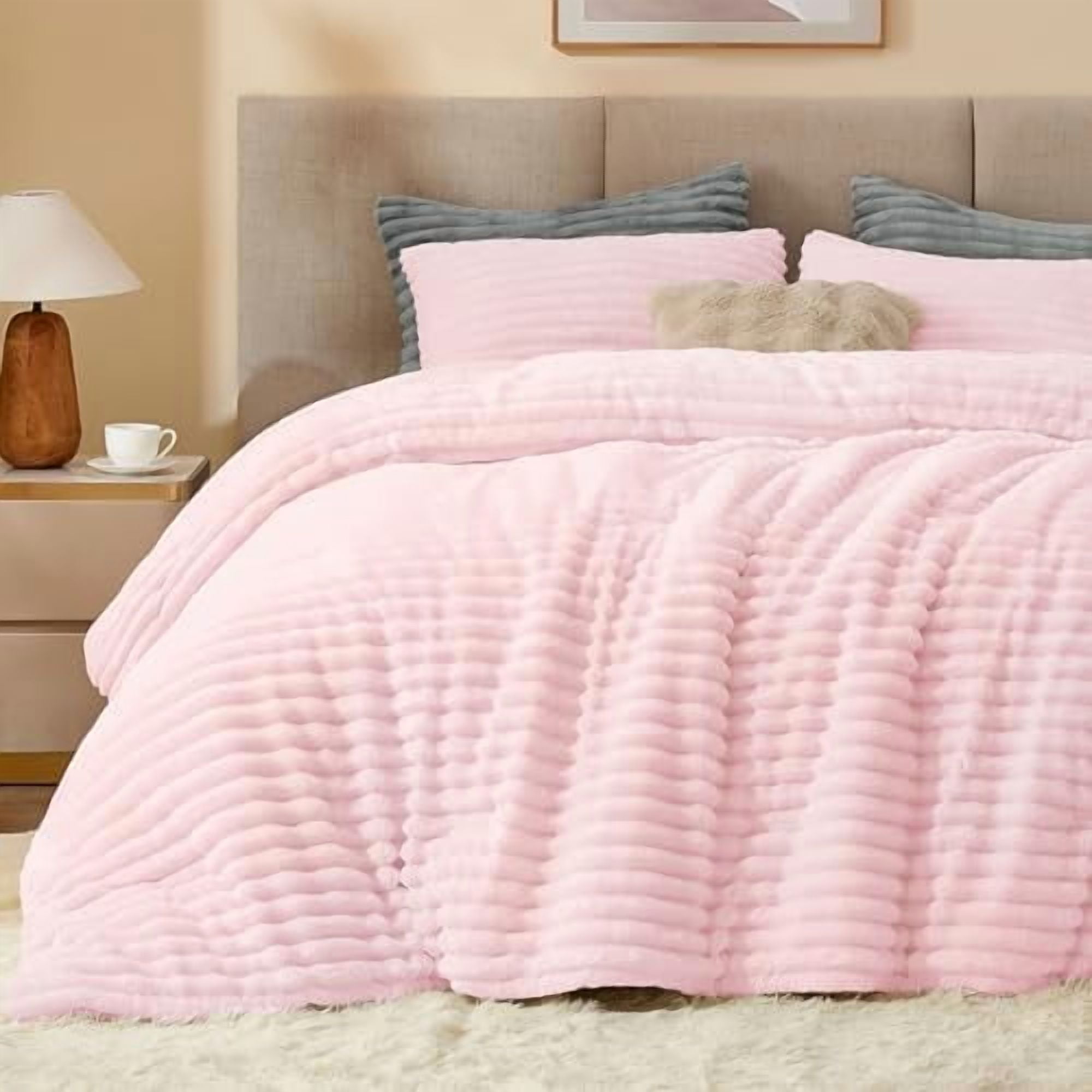 Fleece Queen Comforter Set -Super Soft & Warm Fluffy Cherry Blossom ...