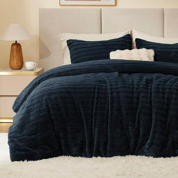Fleece Queen Comforter Set -Super Soft & Warm Fluffy Cream White ...