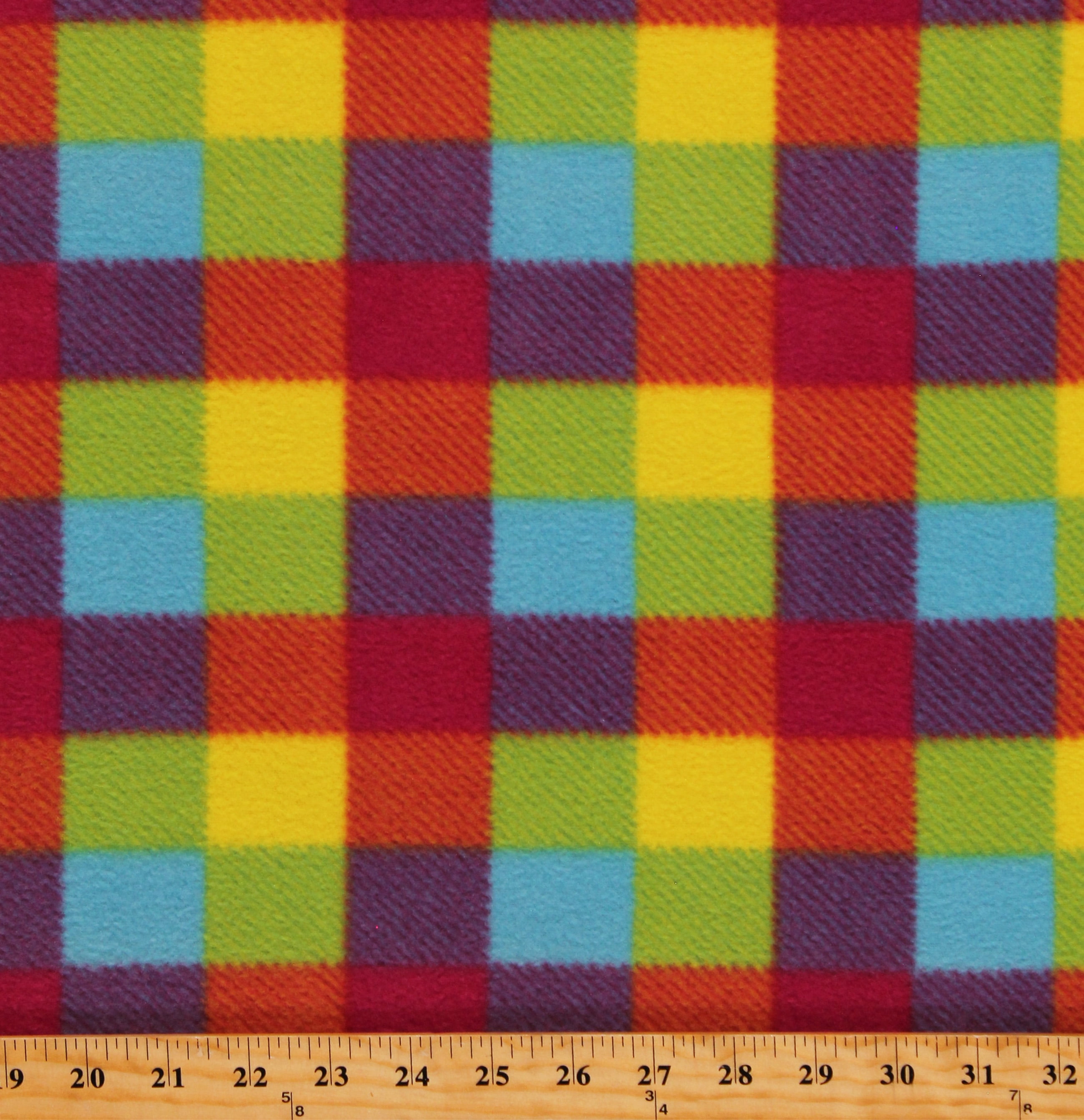 Fleece Rainbow Plaid Pink Orange Yellow Green Blue Purple Checks ...