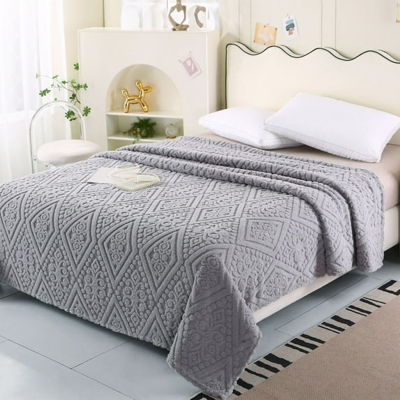 Fleece Reversible Thick Blanket, Office Napping Cover, 100% Polyester ...