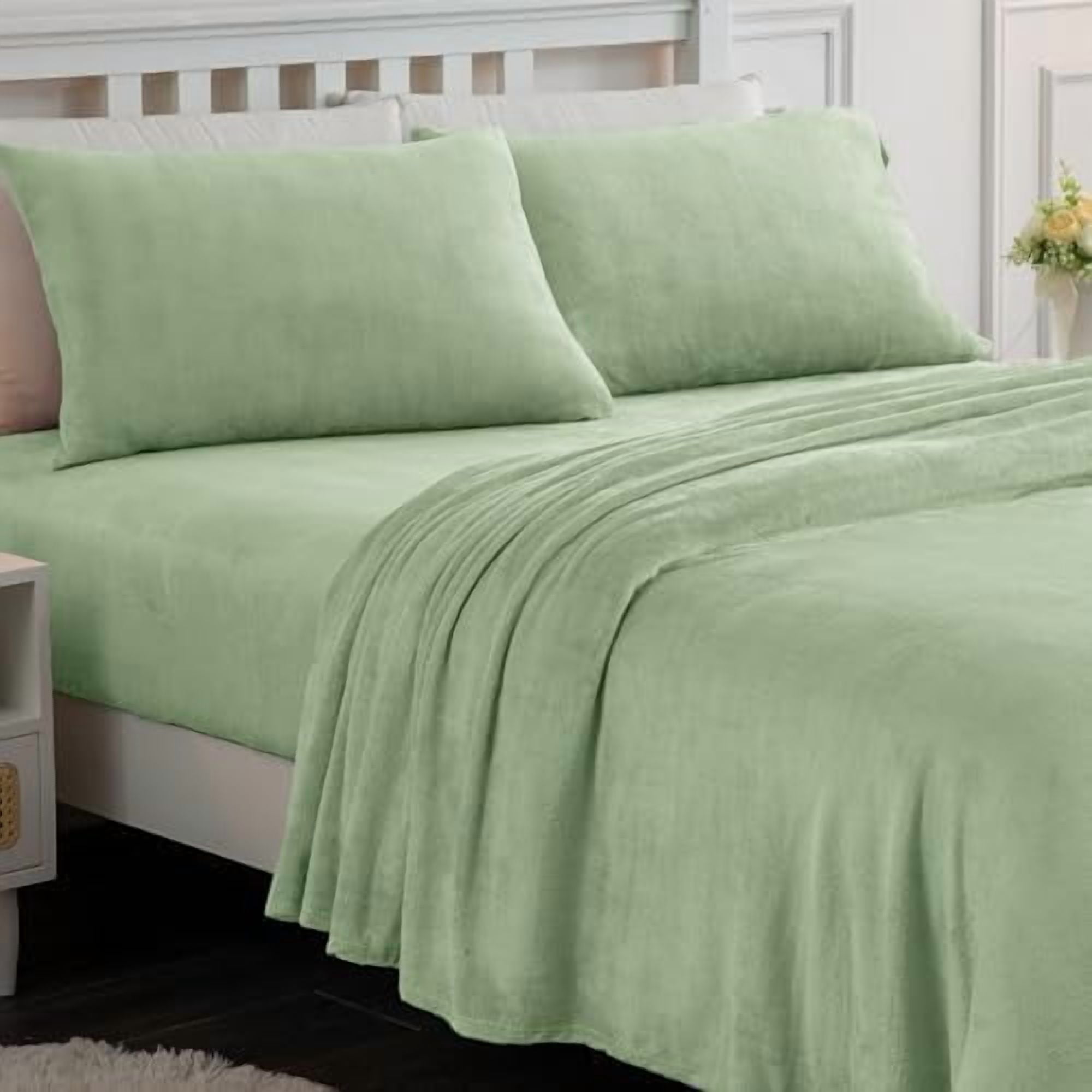 Fleece Sheets Full Size, Flannel Like Soft, Fuzzy Warm Plush Sheets ...