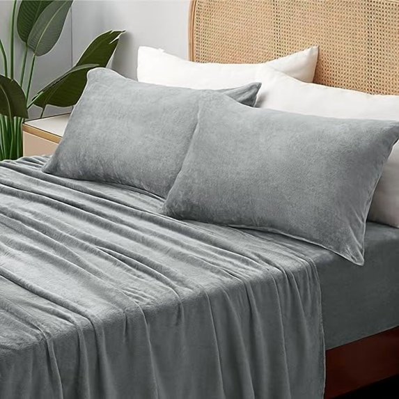 Fleece Sheets Queen Size Bed Set, Super Soft and Warm Fuzzy Plush Queen ...