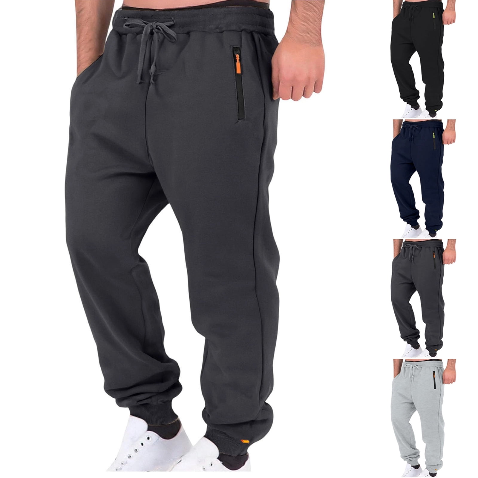 Fleece Sweatpants for Men Drawstring Waisted Joggers Casual Loose Fit ...
