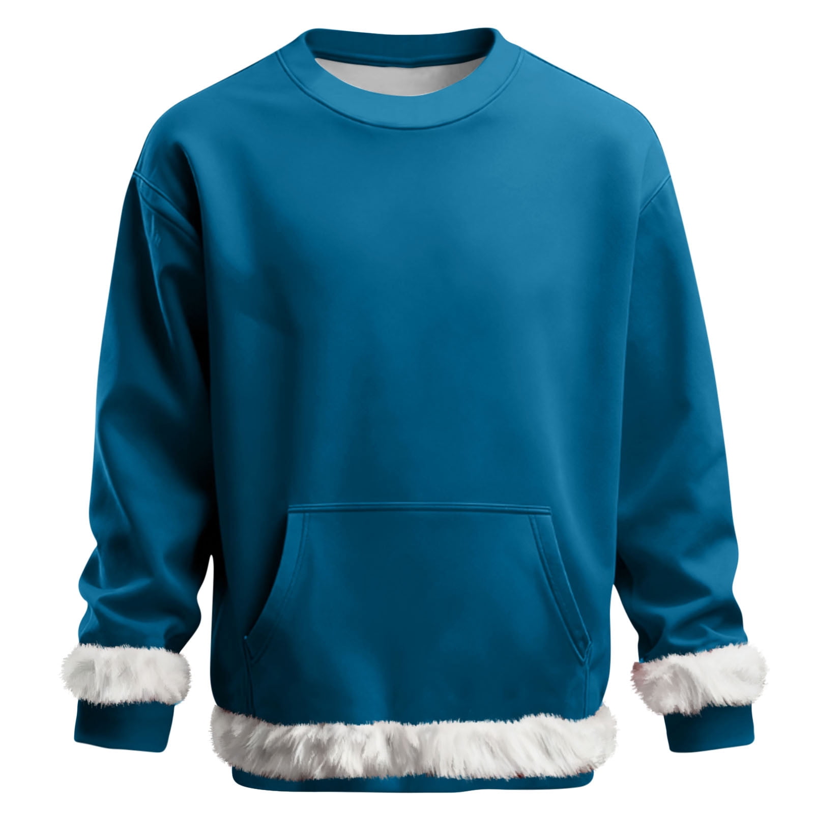Fleece Sweatshirts for Men No Hood with Pockets,Long Sleeve Crewneck ...