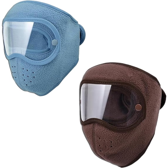 Fleece Thermal Mask with Removable Goggles, Unisex Winter Warm Face ...