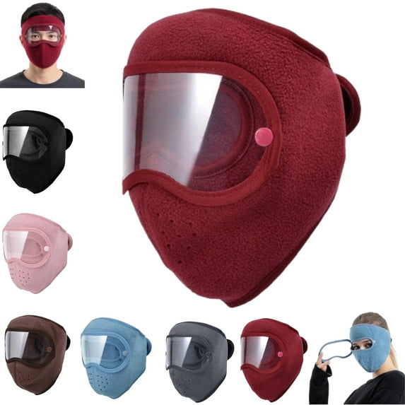 Fleece Thermal Mask with Removable Goggles, Winter Breathable Warm ...