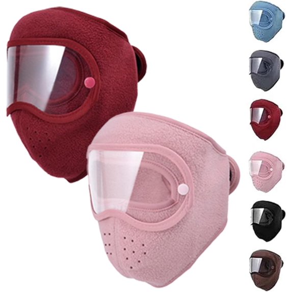 Fleece Thermal Mask with Removable Goggles,Winter Breathable Warm Masks ...