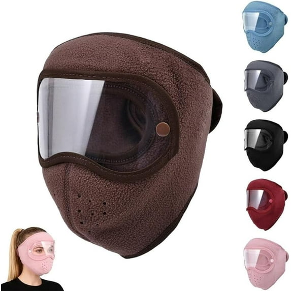 Fleece Thermal Mask with Removable Goggles, Winter Breathable Windproof ...