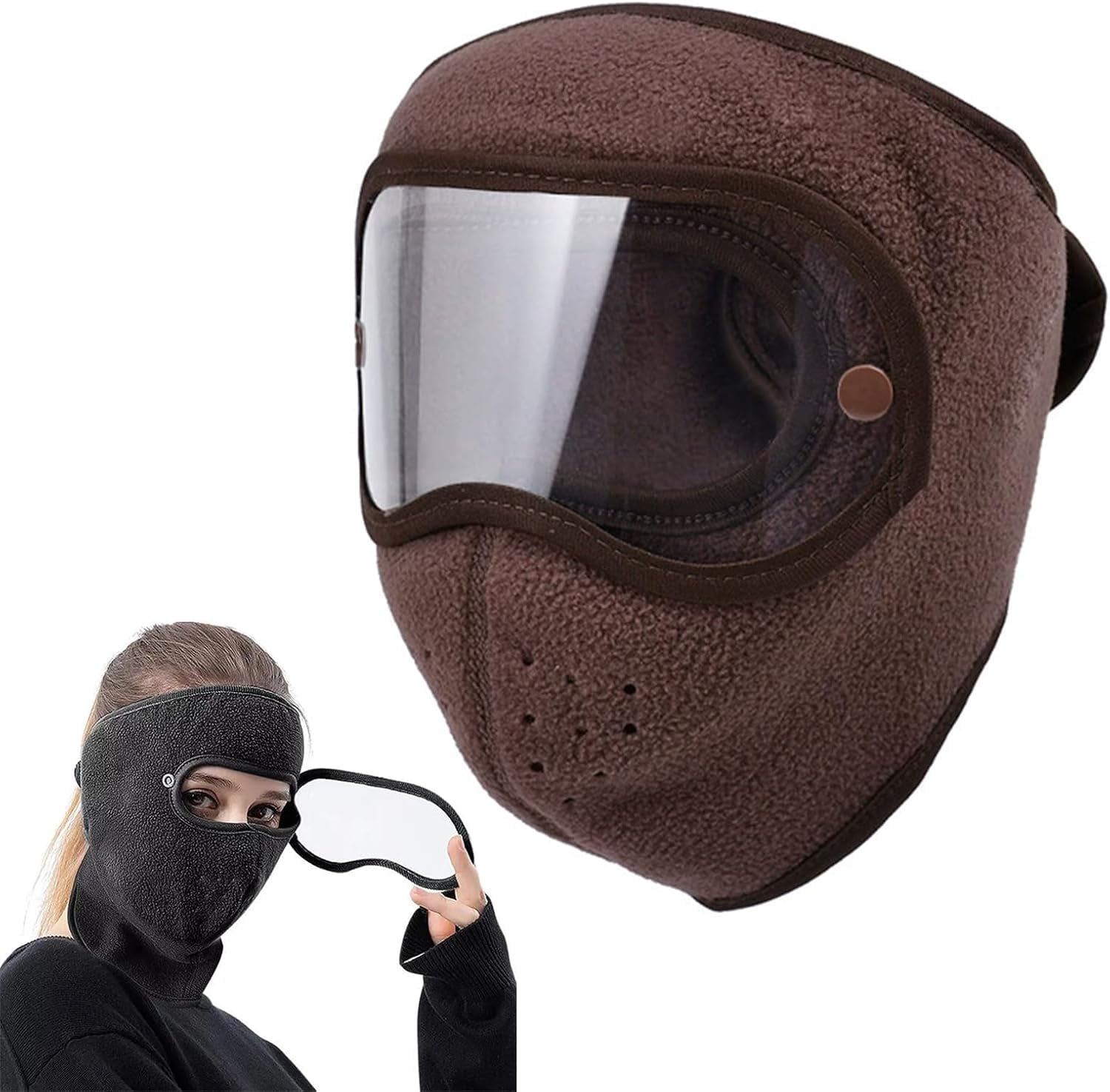 Fleece Thermal Mask with Removable Goggles, Winter Running Breathable ...