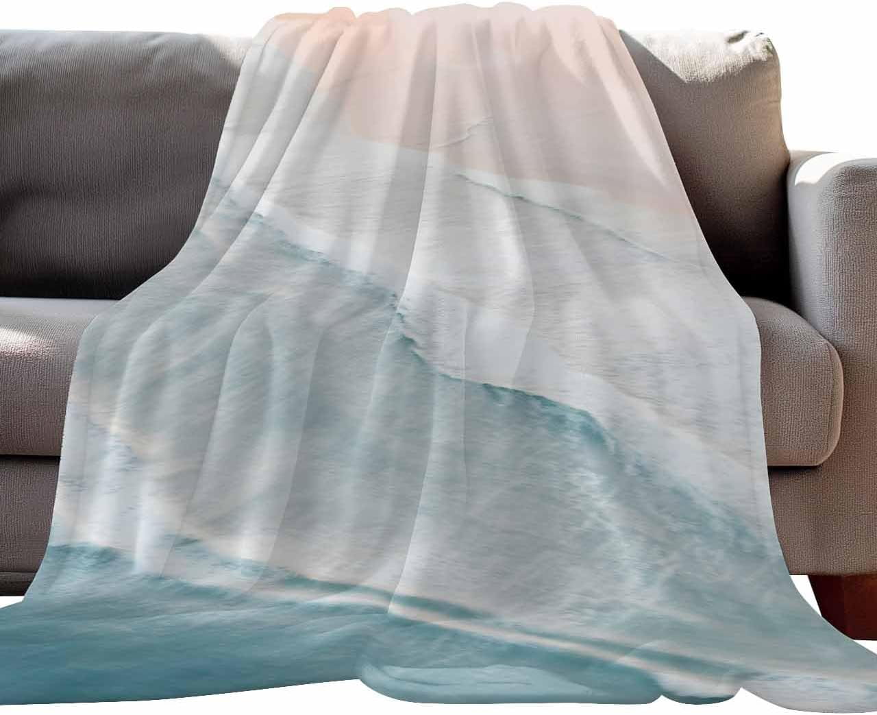 Fleece Throw Blanket,Summer Beach Blue Ocean Lightweight Warm Coverlet ...
