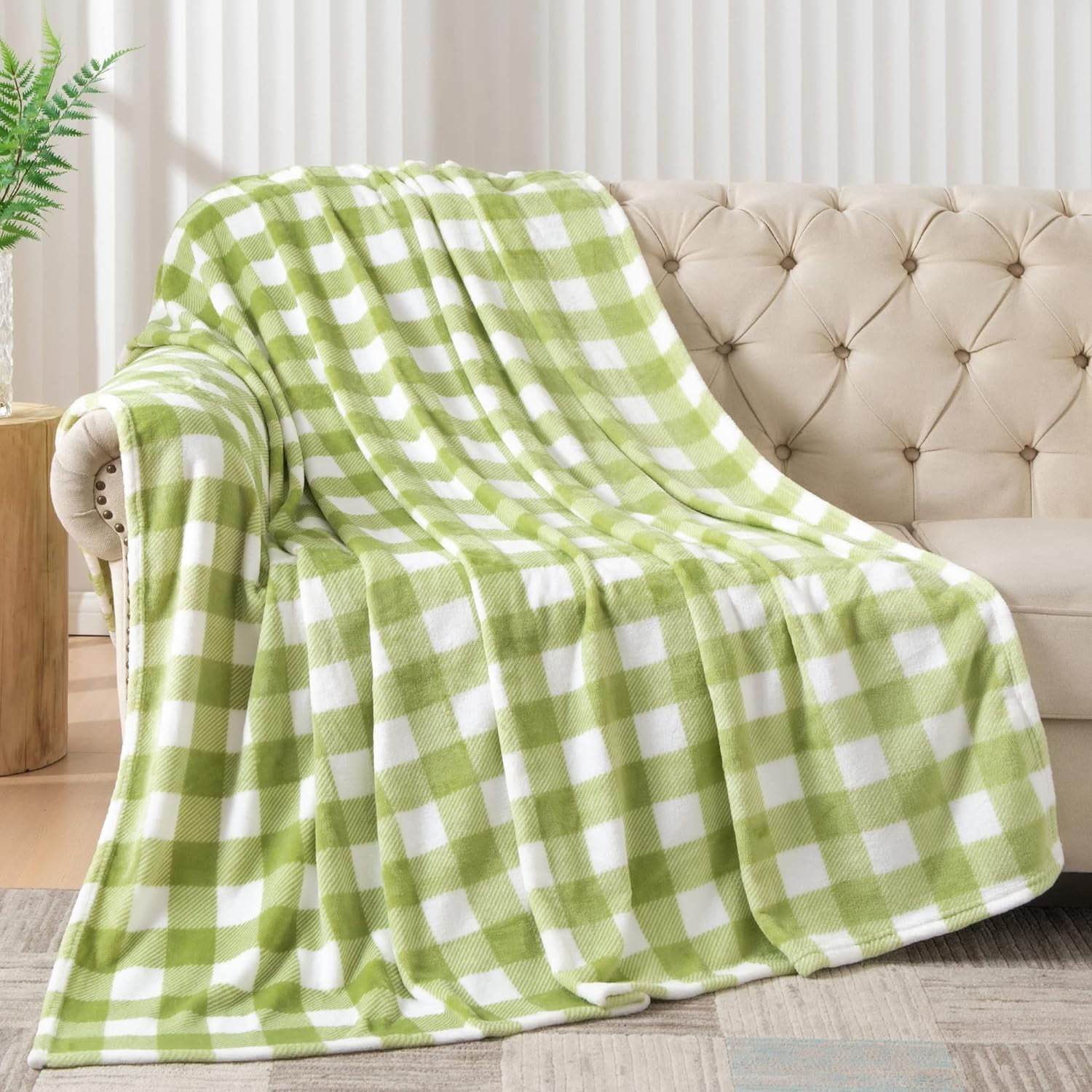 Fleece Throw Blanket Twin Size for Couch Sofa Bed, Buffalo Plaid Decor ...