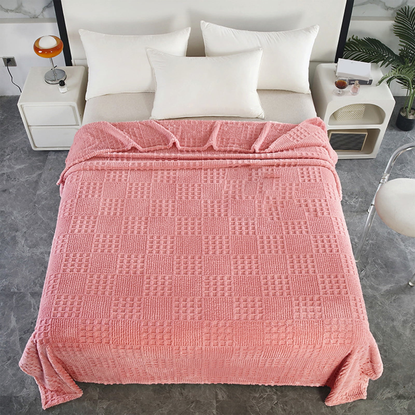 Fleece Throw Blanket Waffle Weave Blanket Soft Lightweight Breathable ...