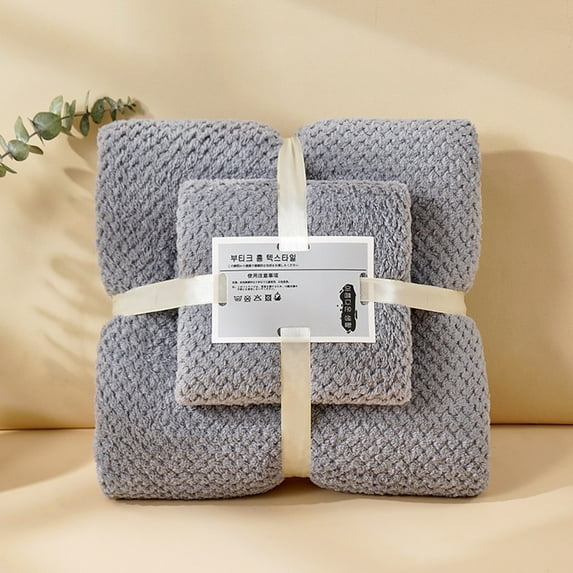 Fleece Towel & Bath Towel Set | 2-Piece Microfiber Towel Set | Soft ...
