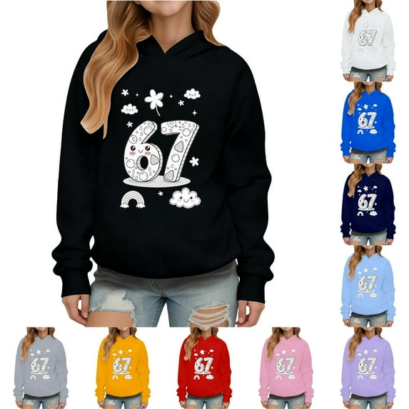 Fleece Tracksuit 67 Pullover Hip Hop Rap Hoodie Casual Outfit 6 7 ...