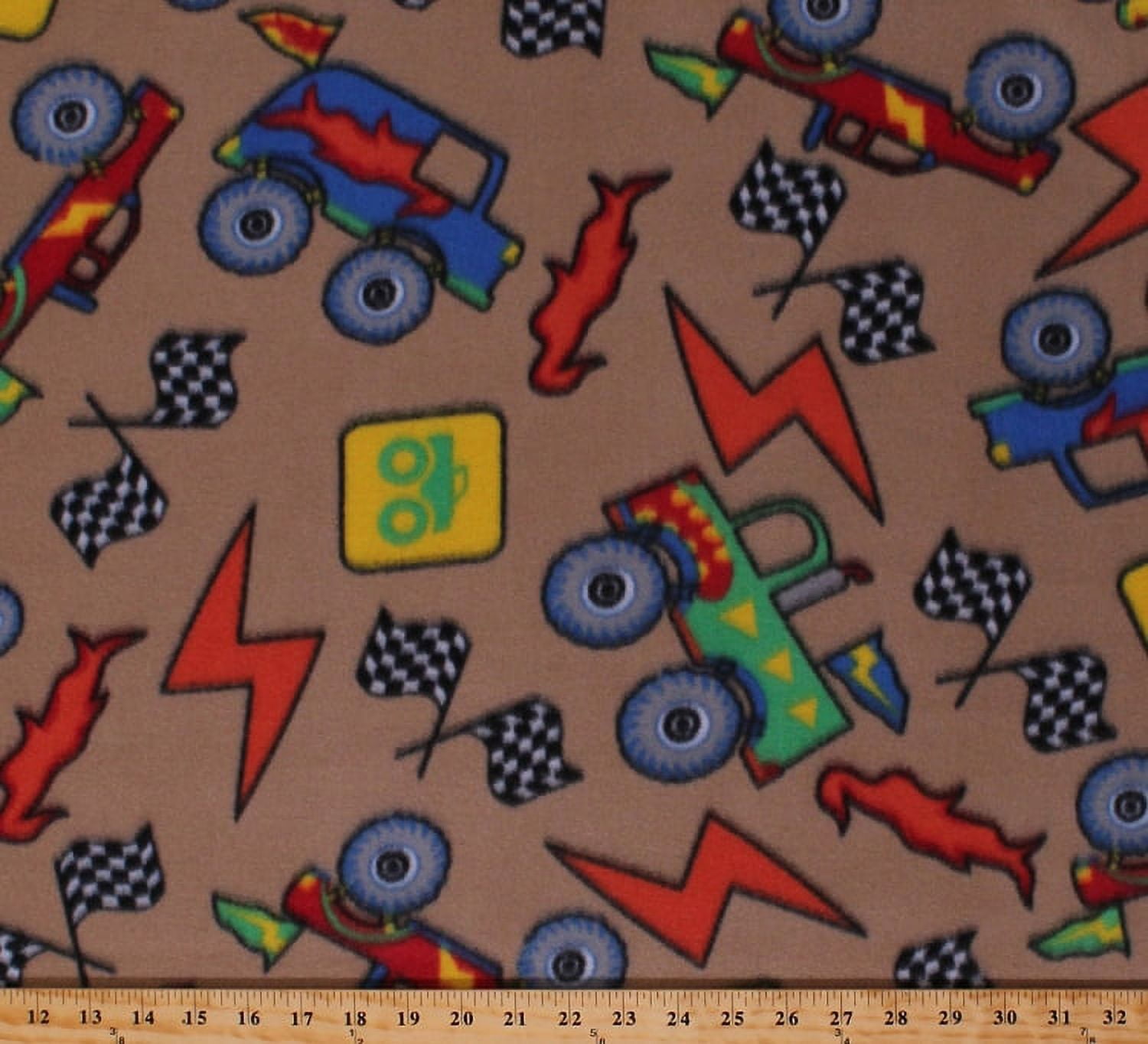 Fleece Trucks Monster Truck Racing Checkered Flags Vehicles Truck Rally ...