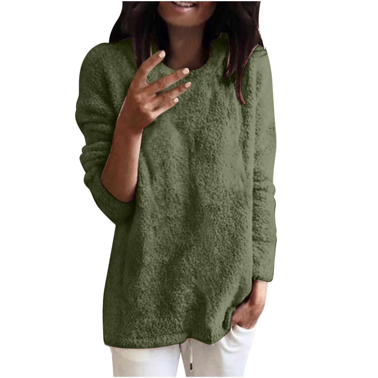 Fleece Tunic Sweater Tops for Women Winter Warm Plus Size Thermal ...