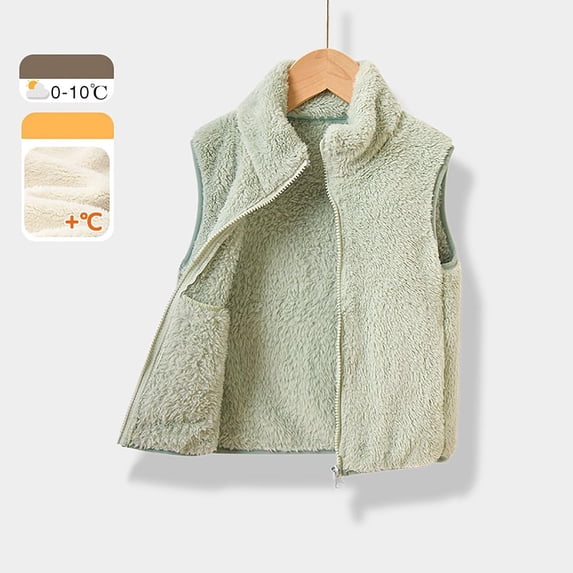 Vest Kids Sleeveless Full-Zip Green Vest Soft Cozy Girls Winter Vest ...