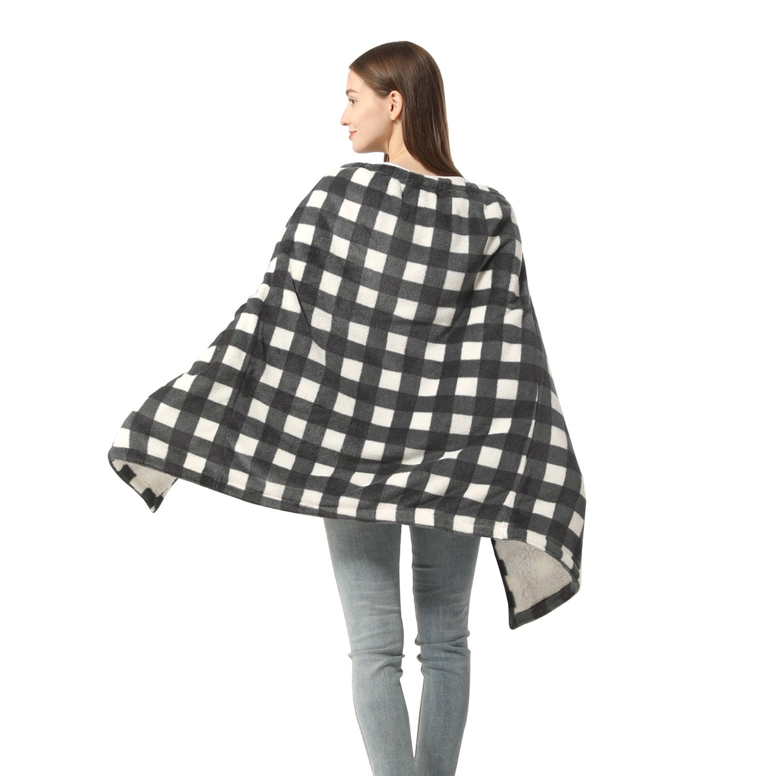 Fleece Wearable Blanket, Comfy Poncho Throw with Buttons, Plush ...