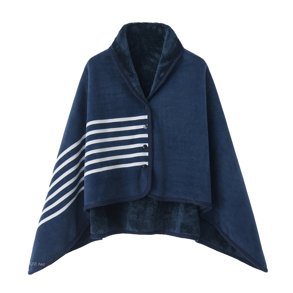 Fleece Wearable Blanket, Poncho Throw with Buttons, Plaid Lap Blanket ...