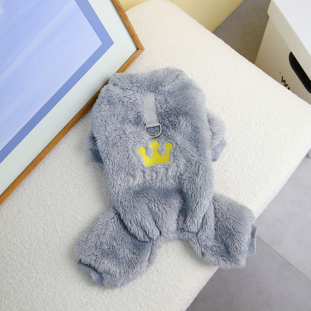 Fleece Winter Overalls for Dogs Plush Puppy Pajamas Warm Jumpsuit for ...