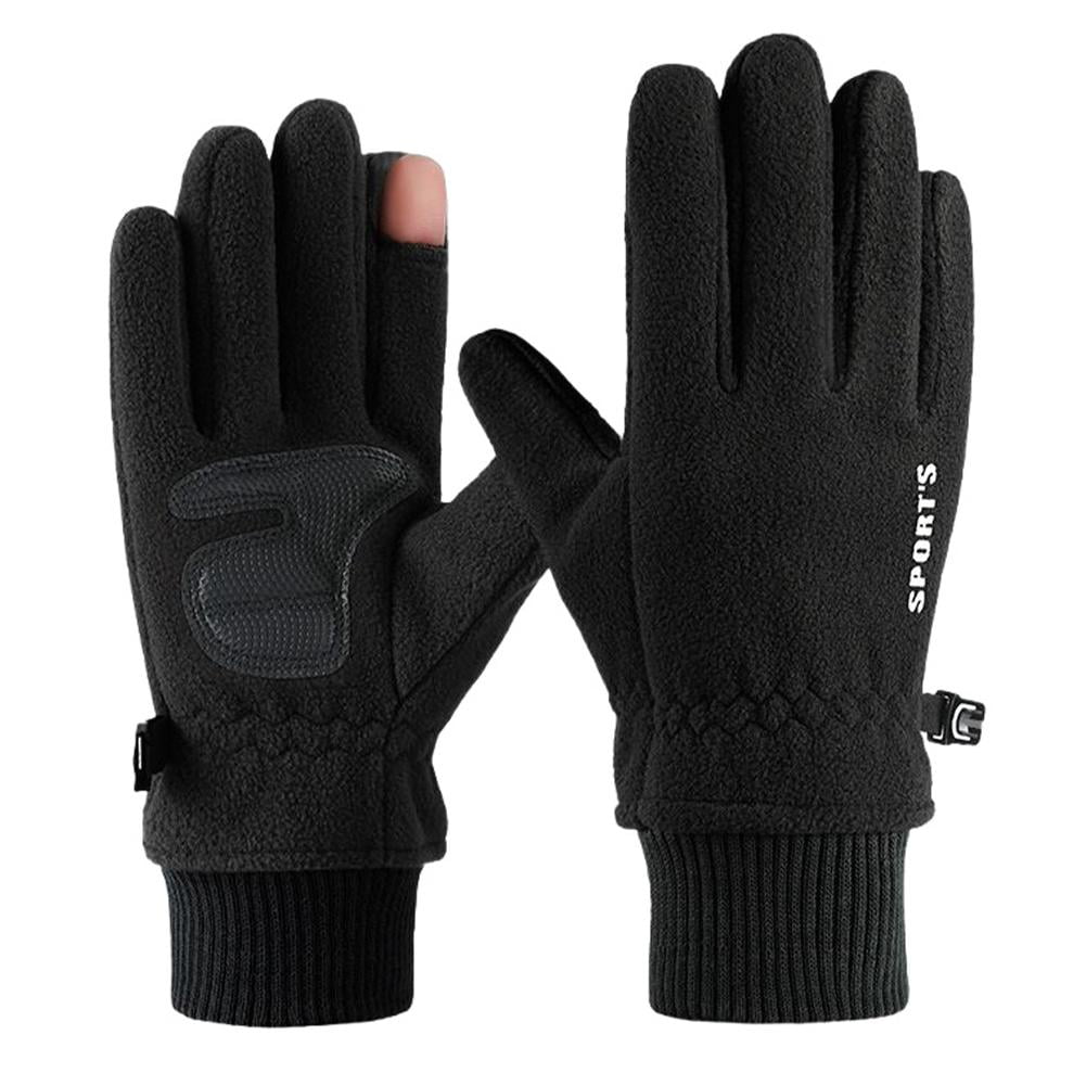 Fleece Winter Ski Gloves with Flip-Top Fingerless Design for ...