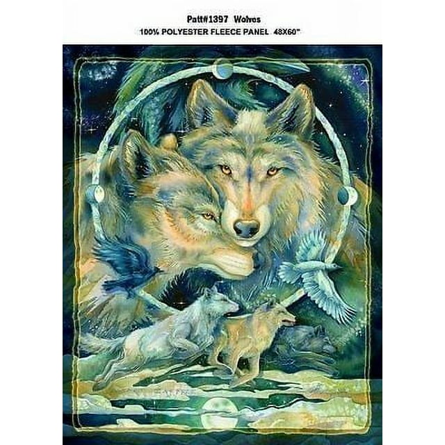 Fleece Wolf Wolves Fleece Fabric Panel p1397s - Walmart.com
