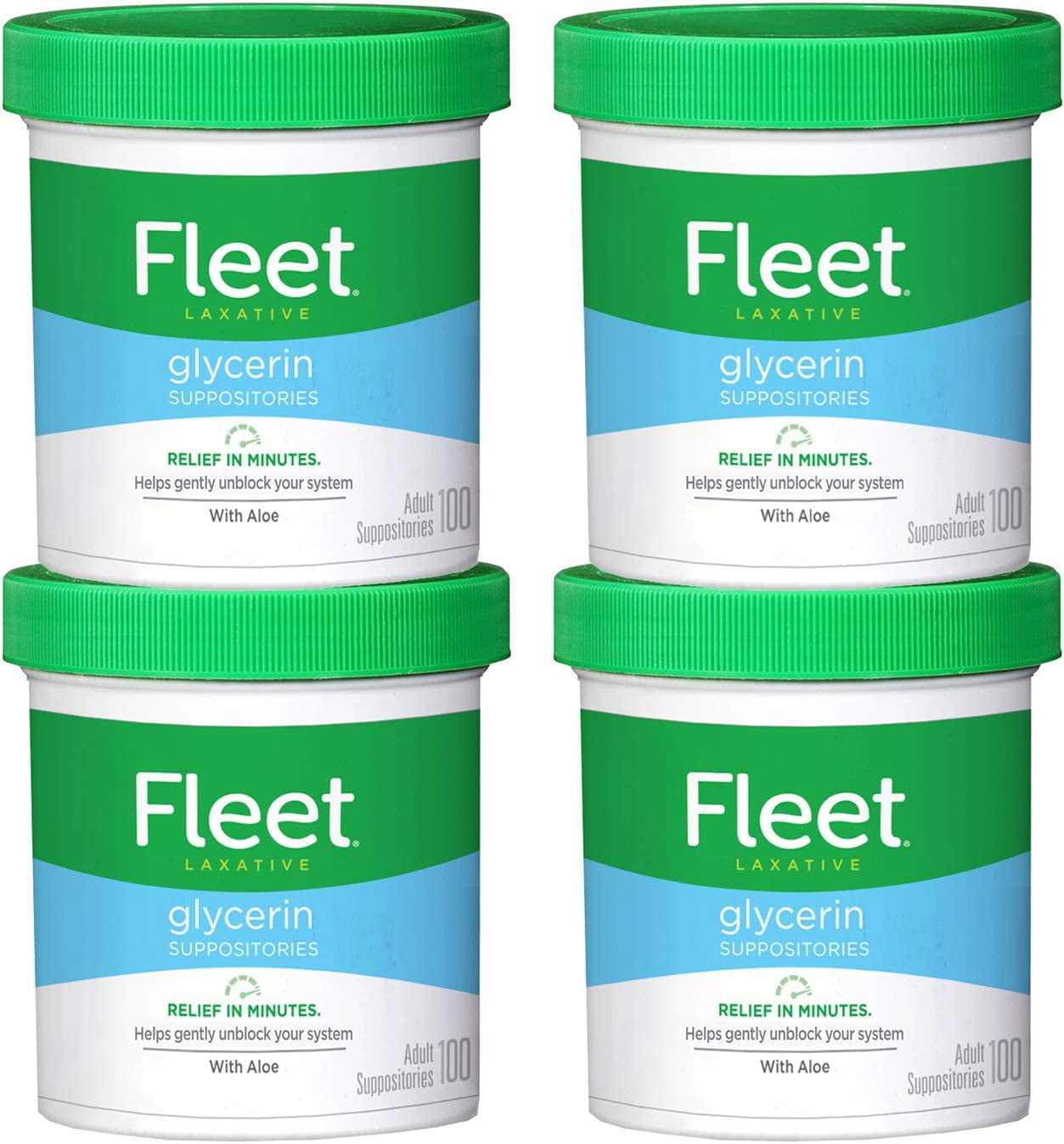 Fleet Laxative Glycerin Suppositories for Adult Constipation, 100 Count ...