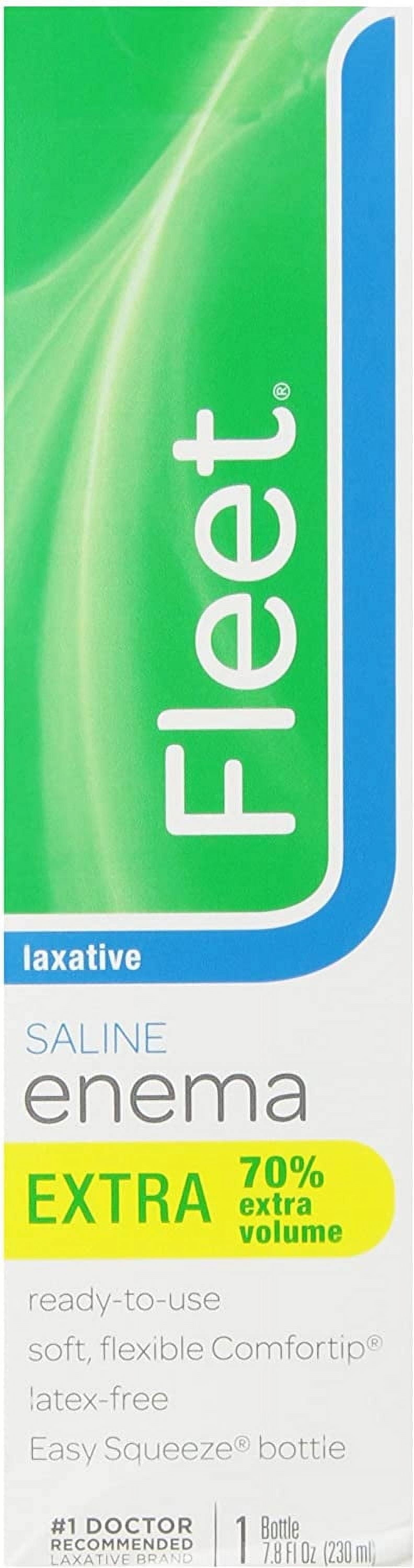 Fleet Laxative Saline Enema Extra Volume Lubricated Gentle Glide Tip, 7 ...