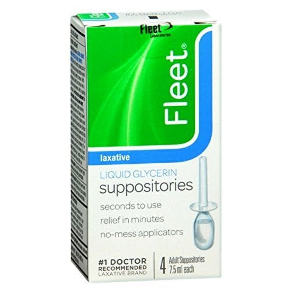 Fleet Liquid Glycerin Suppositories for Adult Constipation, 7.5 mL, 4 ...
