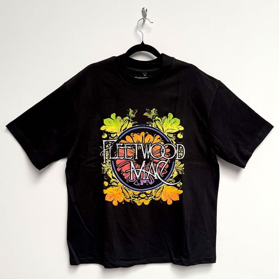 Fleetwood Mac Unisex Oversized Boxy T-Shirt Circle Floral Logo (Black ...
