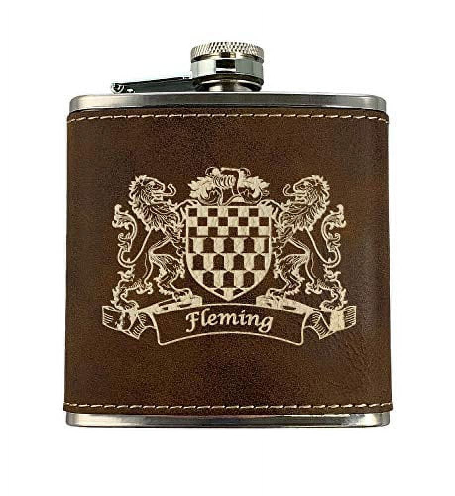 Fleming Irish Coat of Arms Leather Flask - Rustic Brown - Walmart.com