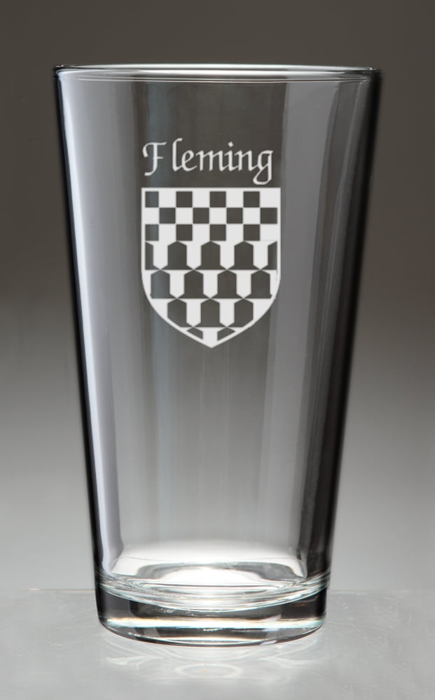 Fleming Irish Coat of Arms Pint Glasses - Set of 4 (Sand Etched ...