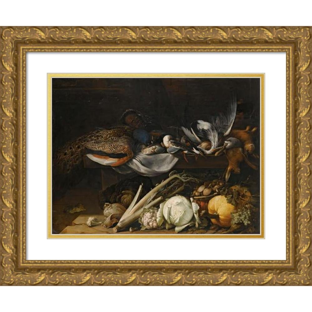 Flemish School 18x15 Gold Ornate Wood Frame and Double Matted Museum ...