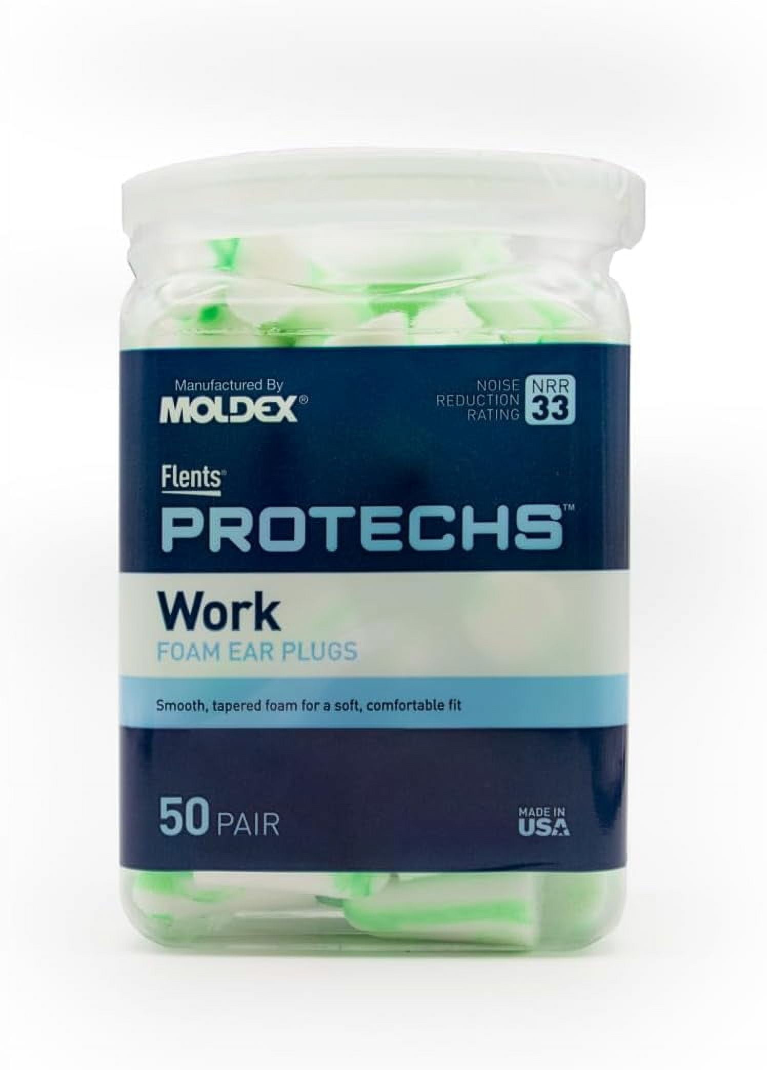 Flents Protechs Foam Ear Plugs for Work, 50 Pair, Green - Walmart.com