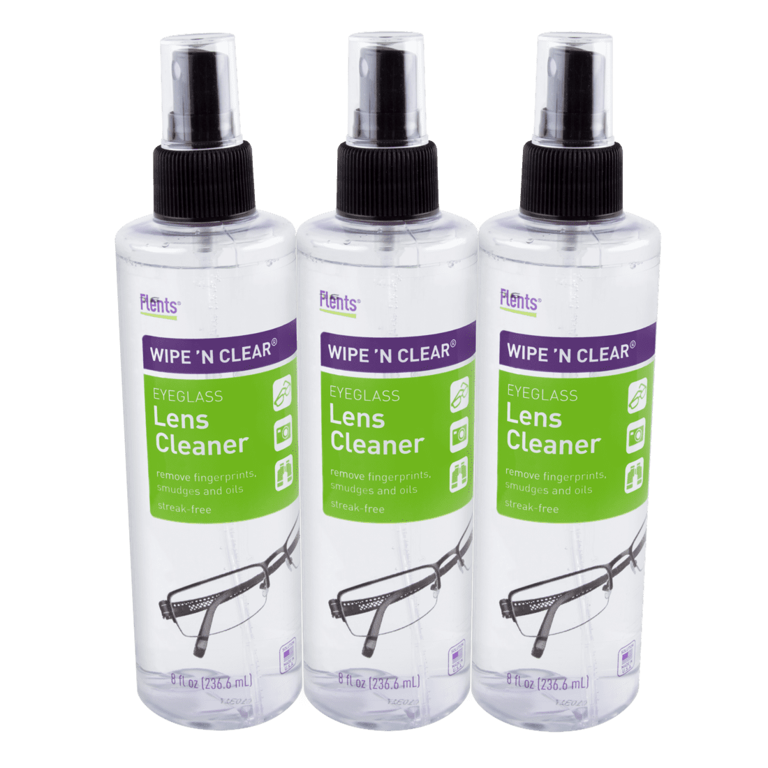 Flents Wipe 'n Clear Spray Lens and Eyeglass Cleaner, Clear Vision - 8 ...
