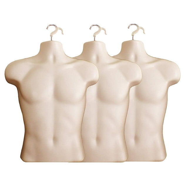 Flesh Male Mannequin Hollow Back Body Torso Dress Form & Hanging Hook ...